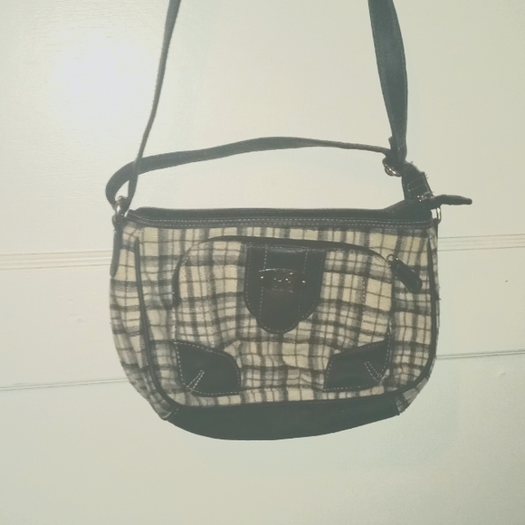 Bags | Black And White Checkered Hand Bag With Strap | Poshmark